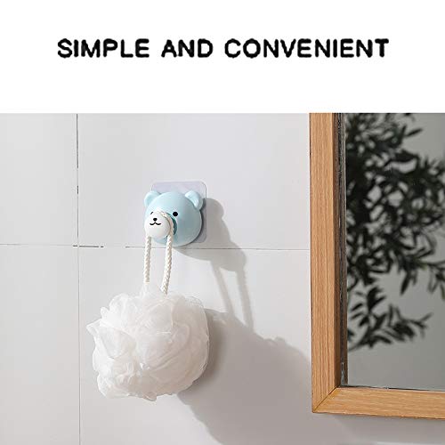 hebensi 4Pcs Adhesive Hooks Cute Cartoon Pig Panda Bear Wall Hooks 4 Colors Heavy Duty Wall Hooks for Kid's Room Living Room Bedroom