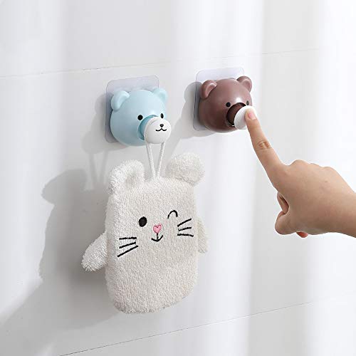 hebensi 4Pcs Adhesive Hooks Cute Cartoon Pig Panda Bear Wall Hooks 4 Colors Heavy Duty Wall Hooks for Kid's Room Living Room Bedroom