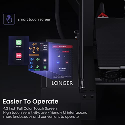 Longer LK5 Pro 3D Printer, DIY FDM 3D Printer with 4.3" Color Touch Screen, Fully Open Source, Silent Motherboard, Filament Run-Out Detection Function, Large Print Size 11.8x11.8x15.7 in