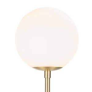 Globe Electric "Celestia 63"" Floor Lamp, Matte Brass, Frosted Glass Shade, White Cylinder Base