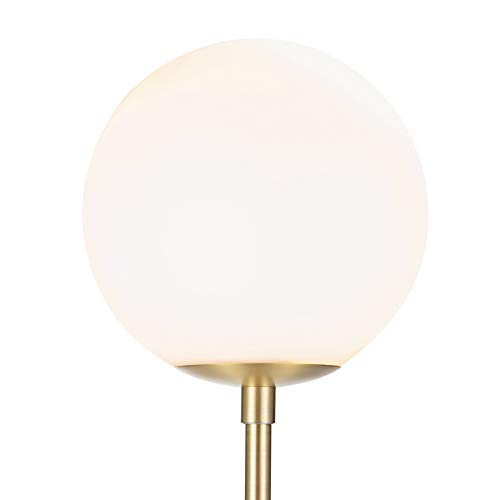 Globe Electric "Celestia 63"" Floor Lamp, Matte Brass, Frosted Glass Shade, White Cylinder Base