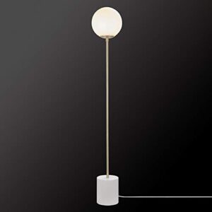 Globe Electric "Celestia 63"" Floor Lamp, Matte Brass, Frosted Glass Shade, White Cylinder Base