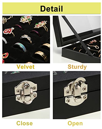 GISK 100 Slots Ring Box Storage Organizer Jewelry Ring Display Case with Transparent Lid Ring Holder Case Jewelry Box Organizer Ring Earring Holder Jewelry Tray Organizer…