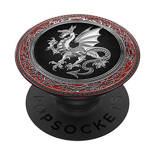 Viking Dragon Silver Chinese Dragons Mythology Fantasy PopSockets PopGrip: Swappable Grip for Phones & Tablets