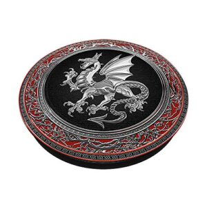 Viking Dragon Silver Chinese Dragons Mythology Fantasy PopSockets PopGrip: Swappable Grip for Phones & Tablets