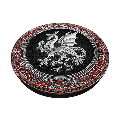 Viking Dragon Silver Chinese Dragons Mythology Fantasy PopSockets PopGrip: Swappable Grip for Phones & Tablets