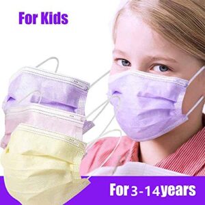 50 Pcs Individual Package Kids Disposable Face Masks,3 Layers Multicolored Facial Masks with Adjustable Elastic Ear Loop Respirator Safety Mouth Masks