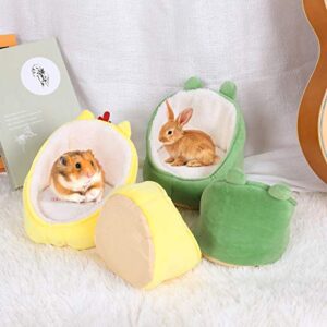 Zacro Small Animal Beds, Guinea Pig Bed Winter Warm Hamster Rabbit Squirrel Hedgehog Small Animal Pet Bed House Hideout Cage(Yellow L)