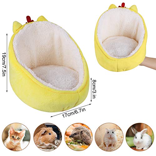 Zacro Small Animal Beds, Guinea Pig Bed Winter Warm Hamster Rabbit Squirrel Hedgehog Small Animal Pet Bed House Hideout Cage(Yellow L)