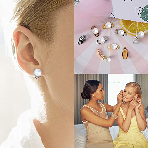 60 Pieces Round Flat Back Tray Earring Clips, Non-Pierced Earring Setting Components,Clip-on Earring Findings in 3 Colors with 60 Pieces Earring Pads for DIY Earring Jewelry Making