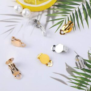 60 Pieces Round Flat Back Tray Earring Clips, Non-Pierced Earring Setting Components,Clip-on Earring Findings in 3 Colors with 60 Pieces Earring Pads for DIY Earring Jewelry Making