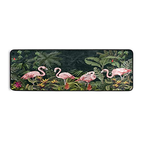 ALAZA Pink Flamingo The Jungle Runner Area Rug Non Slip Floor Mat for Hallway Entryway Living Room Bedroom Dorm Home Decor 72x24 inches