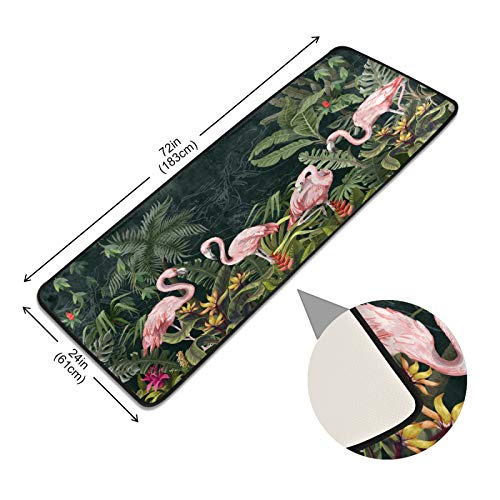 ALAZA Pink Flamingo The Jungle Runner Area Rug Non Slip Floor Mat for Hallway Entryway Living Room Bedroom Dorm Home Decor 72x24 inches