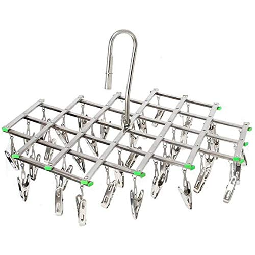 YITAQI Clothes Drying Rack with 35 Clips,Drying Stainless Steel Draining Folding Underwear Hooks Hanger Socks Clip Clothes Airer Dryer