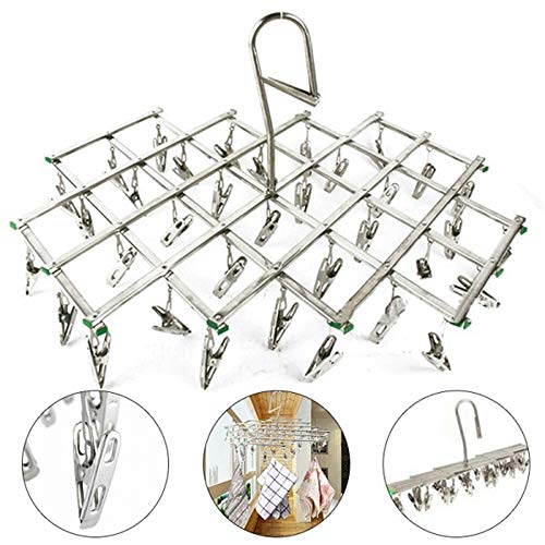 YITAQI Clothes Drying Rack with 35 Clips,Drying Stainless Steel Draining Folding Underwear Hooks Hanger Socks Clip Clothes Airer Dryer