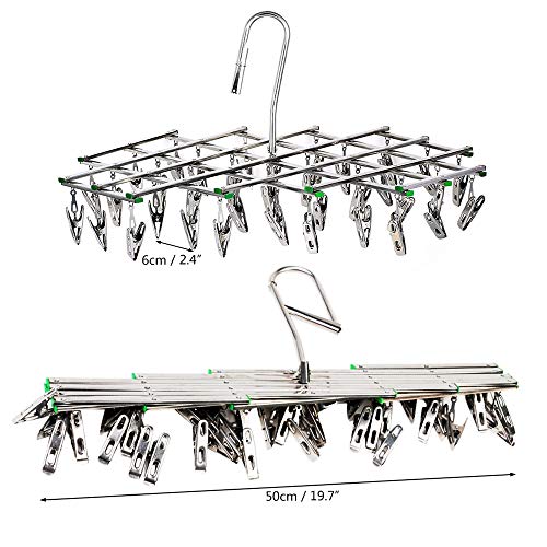 YITAQI Clothes Drying Rack with 35 Clips,Drying Stainless Steel Draining Folding Underwear Hooks Hanger Socks Clip Clothes Airer Dryer