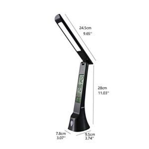 Led Light LED Desk Lamp LCD Screen Calendar Time Thermometer 3 Color Modes Stepless Dimming 2000 MAh Battery Desk Lamp Kids (Color : Black)