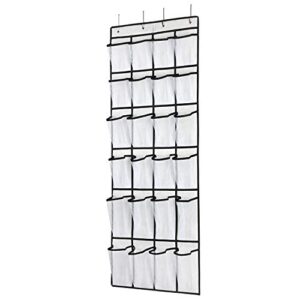 saverho over the door shoe organizer, hanging shoe organizer with 24 mesh large pockets door shoe rack organizer for men women kids hanging shoe storage bag.(white)