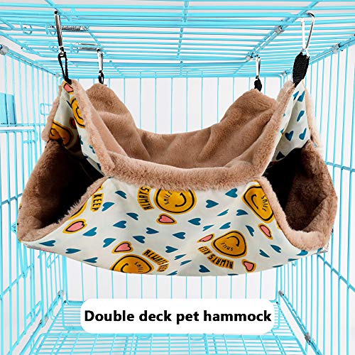 Takezuaa Double Layer Small Pet Hammock, Hamster Hammock, Warm Pet Hammock Bed, Small Pet Cage Hammock, Guinea Pig Cage Accessories, Warm Hammock for Squirrel Hamster Sleeping(Beige，13x13inch)