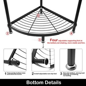 Winterworm 5-Tier Metal Corner Shelf,Black Carbon Steel Kitchen Corner Shelf Pot Storage Rack for Home Office Kitchen Organizer