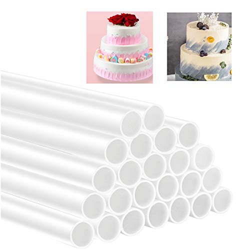 Yopay 100 Pack Plastic White Cake Dowel Rods, Tiered Cake Construction Rods, Cake Stacking Supporting Rods, 0.4 Inch Diameter, 9.5 Inch Length