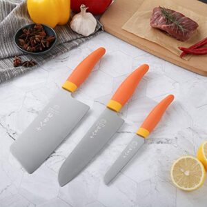 SHI BA ZI ZUO Carving Knife Set of 3 Piece Meat Cleaver Santoku Knife Paring Knife Cutting Meat Vegetable Fruit