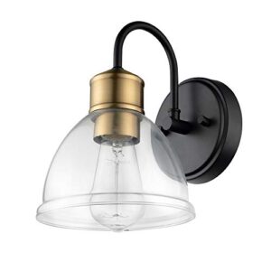 globe electric 51714 1-light wall sconce, dark bronze, antique brass socket, clear glass shade, wall lighting, wall lamp dimmable, wall lights for bedroom, kitchen sconces wall lighting, home décor