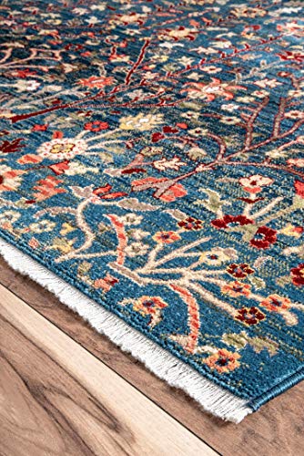 nuLOOM Valentina Tribal Fringe Runner Rug, 2' 6" x 8', Blue