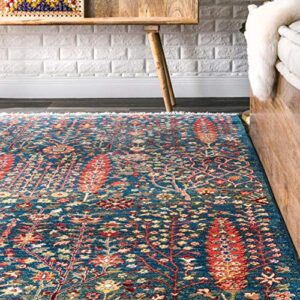 nuLOOM Valentina Tribal Fringe Runner Rug, 2' 6" x 8', Blue