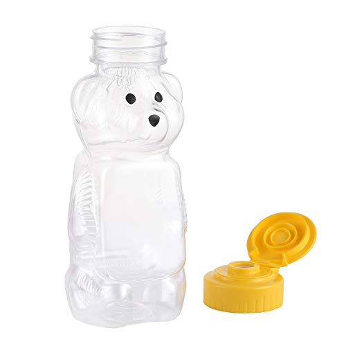 Bekith 16 Pack 8 Fluid Oz Plastic Bear Honey Bottle Jars, Honey Squeeze Bottle Empty with Flip-top Lid for Storing and Dispensing