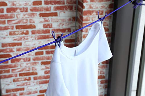 11 Feet Black Windproof Clothesline with 12 Black Clips, Adjustable Clothes Line for Home, Travel and Outdoor Hanging Clothes(Black)