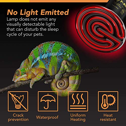 Simple Deluxe 60W Reptile Ceramic Heat Emitter Heat Lamp Bulb No Light Infrared Brooder Heater, Digital Thermometer and Hygrometer with Temp & Humidity Probe for Amphibian Tank/Egg Incubator