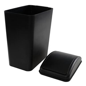 Sosody 4.5 Gallon Swing Top Trash Bin, Plastic Garbage Can with Lid, Black, 3 Pack