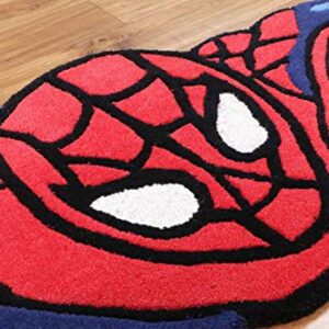 Spider Man Shape 2'3"x4' Handmade Tufted 100% Spiderman Woolen Boys & Girls Area Rugs Carpet