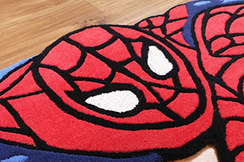 Spider Man Shape 2'3"x4' Handmade Tufted 100% Spiderman Woolen Boys & Girls Area Rugs Carpet