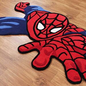 Spider Man Shape 2'3"x4' Handmade Tufted 100% Spiderman Woolen Boys & Girls Area Rugs Carpet