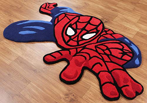 Spider Man Shape 2'3"x4' Handmade Tufted 100% Spiderman Woolen Boys & Girls Area Rugs Carpet