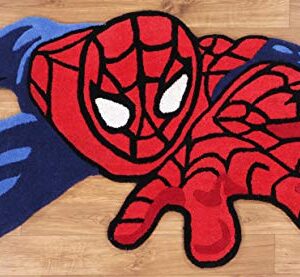 Spider Man Shape 2'3"x4' Handmade Tufted 100% Spiderman Woolen Boys & Girls Area Rugs Carpet