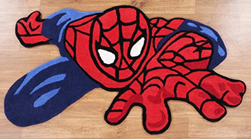 Spider Man Shape 2'3"x4' Handmade Tufted 100% Spiderman Woolen Boys & Girls Area Rugs Carpet