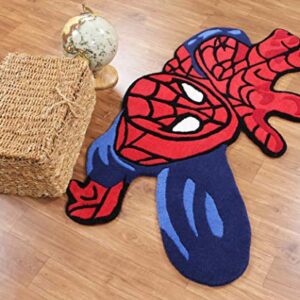 Spider Man Shape 2'3"x4' Handmade Tufted 100% Spiderman Woolen Boys & Girls Area Rugs Carpet