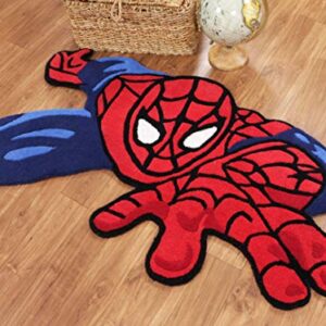 Spider Man Shape 2'3"x4' Handmade Tufted 100% Spiderman Woolen Boys & Girls Area Rugs Carpet