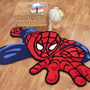 Spider Man Shape 2'3"x4' Handmade Tufted 100% Spiderman Woolen Boys & Girls Area Rugs Carpet