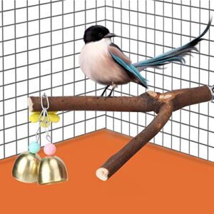 Bird Branches Perch, Natural Wooden Parrot Wood Fork Standing Perch Parrot Chewing Biting Toy Cage Accessories for Parrots, Parakeets Cockatiels, Conures, Macaws, Love Birds, Finches(#2)