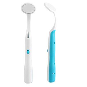 2 pcs dental mirror with light tool led lighted teeth inspection mirror anti fog curve angle dentist oral care tool