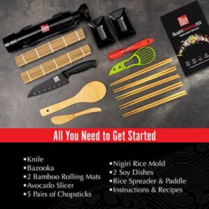 Sushi Making Kit – The Trusted Chef Ⓡ Complete Sushi Maker Kit w/Bamboo Sushi Rolling Mat - Sushi Roll Maker w/Sushi Bazooka - Easy to Use Sushi Making Kit for Beginners w/Instructions & Video