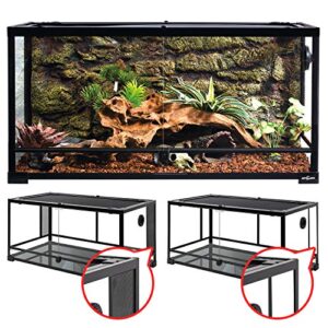 repti zoo 50 gallon reptile glass tank terrarium 2 in 1 side meshes and side glasses double hinge door with screen ventilation tempered glass reptile terrarium 36" x 18" x 17.75"