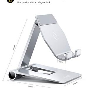 Lamicall Adjustable Cell Phone Stand Desk - Foldable Desktop Phone Holder, Cradle, Dock, Compatible with iPhone 14, Plus, Pro, Pro Max, 13 12 X XS,4-11'' Phones, Office Accessories, Smartphone Sliver