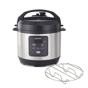 proctor-silex simplicity 4-in-1 electric pressure cooker, 3 quart multi-function with slow cook, steam, sauté, rice, stainless steel (34503)