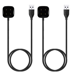 kimilar (2 pack) charger compatible with fitbit sense/fitbit sense 2, fitbit versa 3 / fitbit versa 4, replacement charging charger cable compatible with fitbit versa 4 / fitbit sense 2 smartwatch