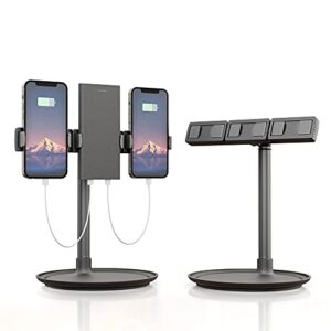 phone stand,cell phone stand of desk,multi-phone holder,adjustable height,unlimited vision,stable base,support all phones and screens from 2-15.6 inch+4.7 inch,(iphone, android,switch,etc.),